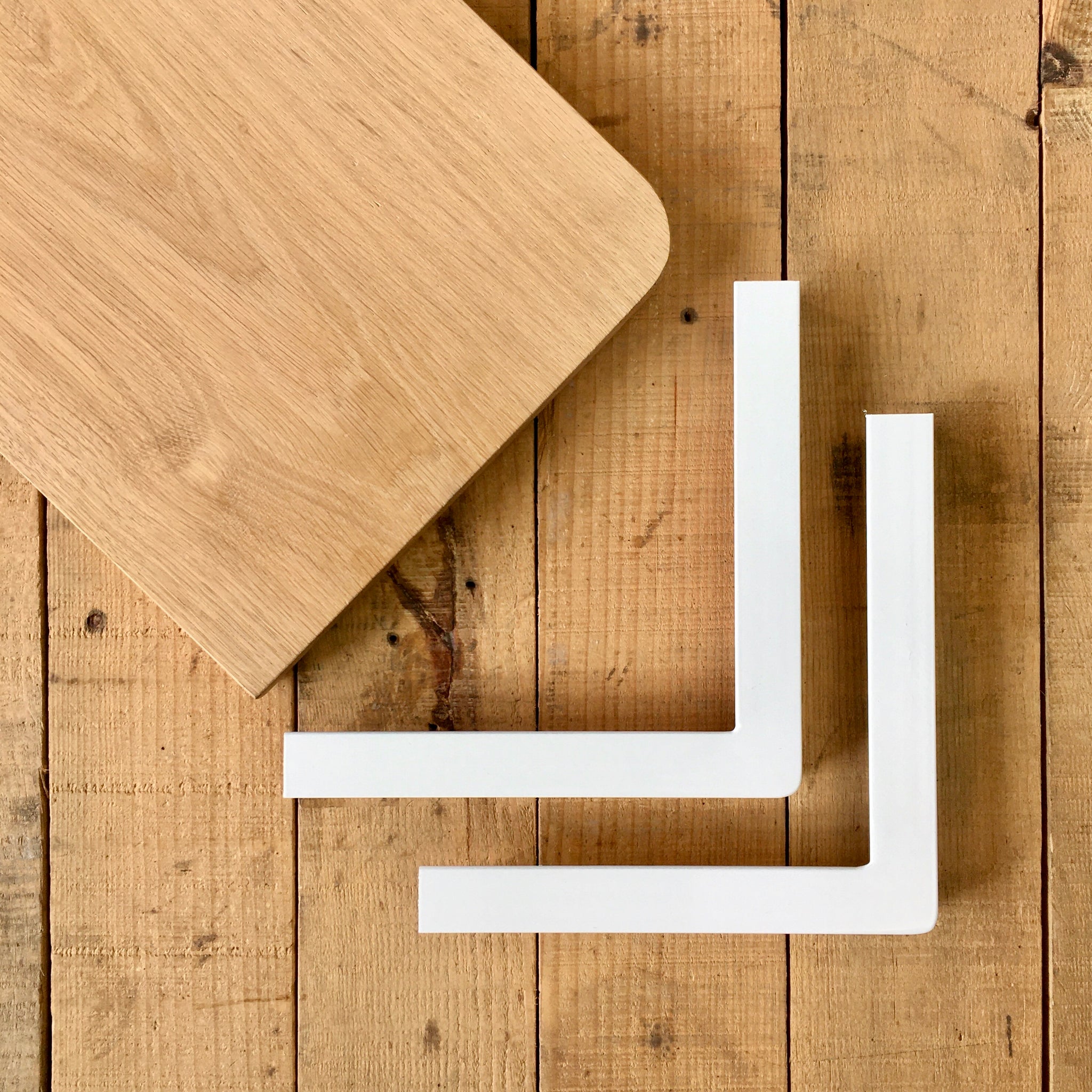 oak shelf and white brackets – smokeandsawdust