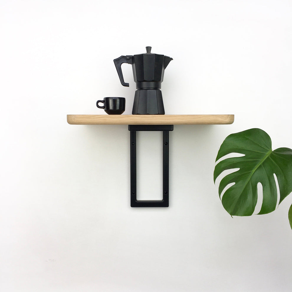 floating bedside table | white bracket + oak shelf – smokeandsawdust